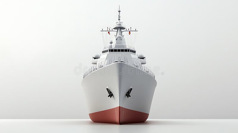 White and Red Modern Warship Digital Rendering Stock Illustration ...