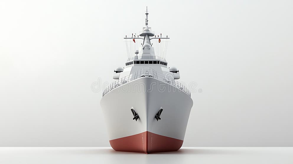 White and Red Modern Warship Digital Rendering Stock Illustration ...