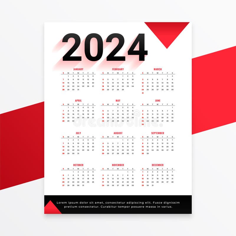 White and Red 2024 New Year Calendar Layout Schedule Business Task ...