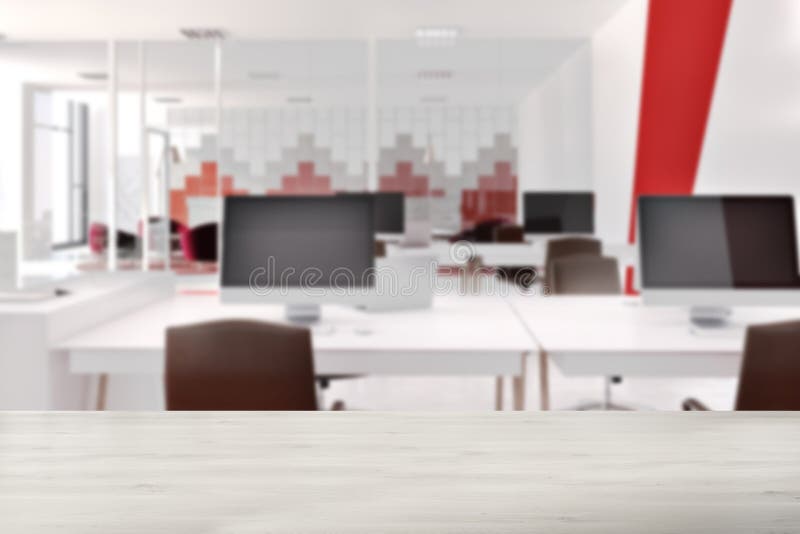 Red and White Modern Office, Front Blur Stock Illustration ...