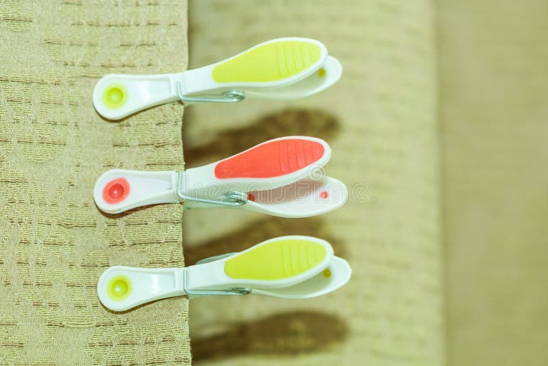 White and Red Plastic Cloth Clip Stock Image - Image of household ...