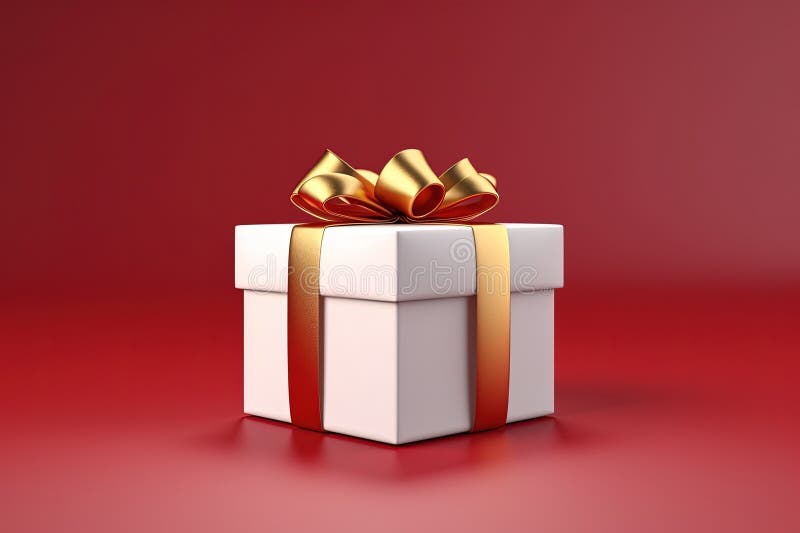 White Red Present Box Tied with Ribbon Bow. Generative AI Stock Photo ...