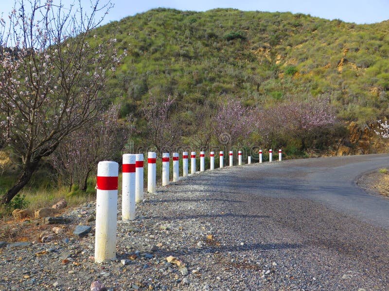 White and Red Road Bollards Stock Image - Image of bollards, travel ...
