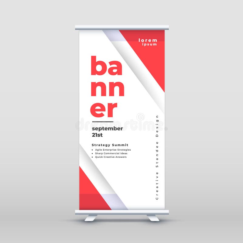 White and Red Roll Up Standee Cover Banner for Company Conferences ...