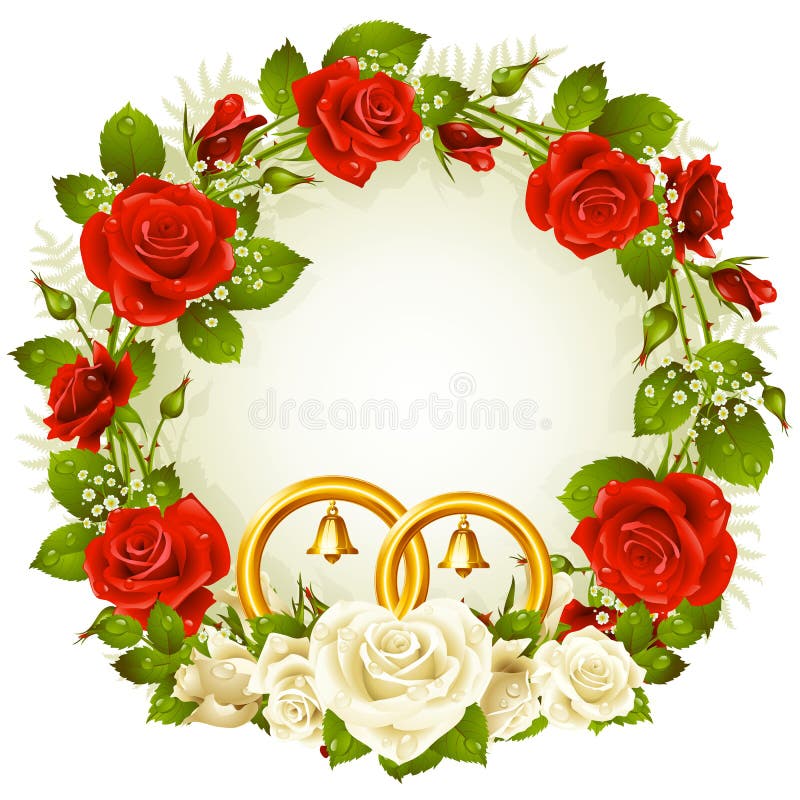White and Red Rose Circle Frame Stock Vector - Illustration of banner ...