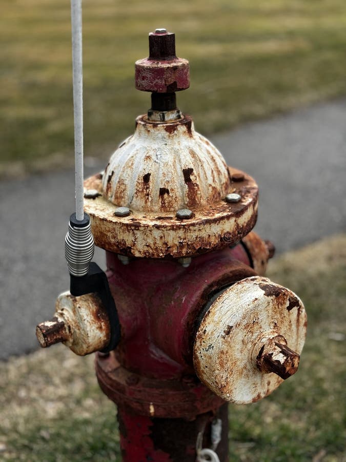 Rusty Red Fire Hydrant Looking Down Stock Image - Image of white, rust ...