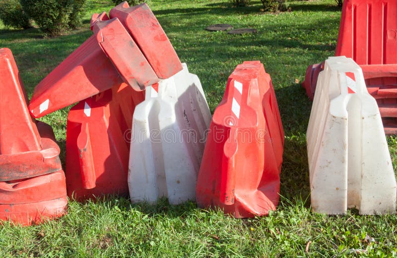 White and Red Safety Barriers Stock Photo - Image of pedestrian, border ...