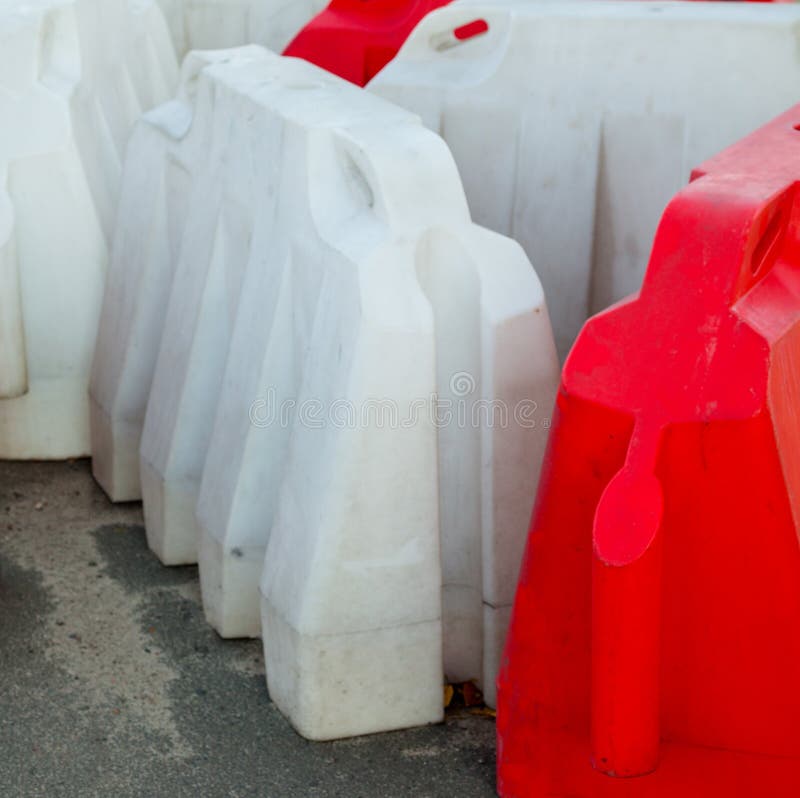 White and Red Safety Barriers Stock Photo - Image of abstract, plastic ...
