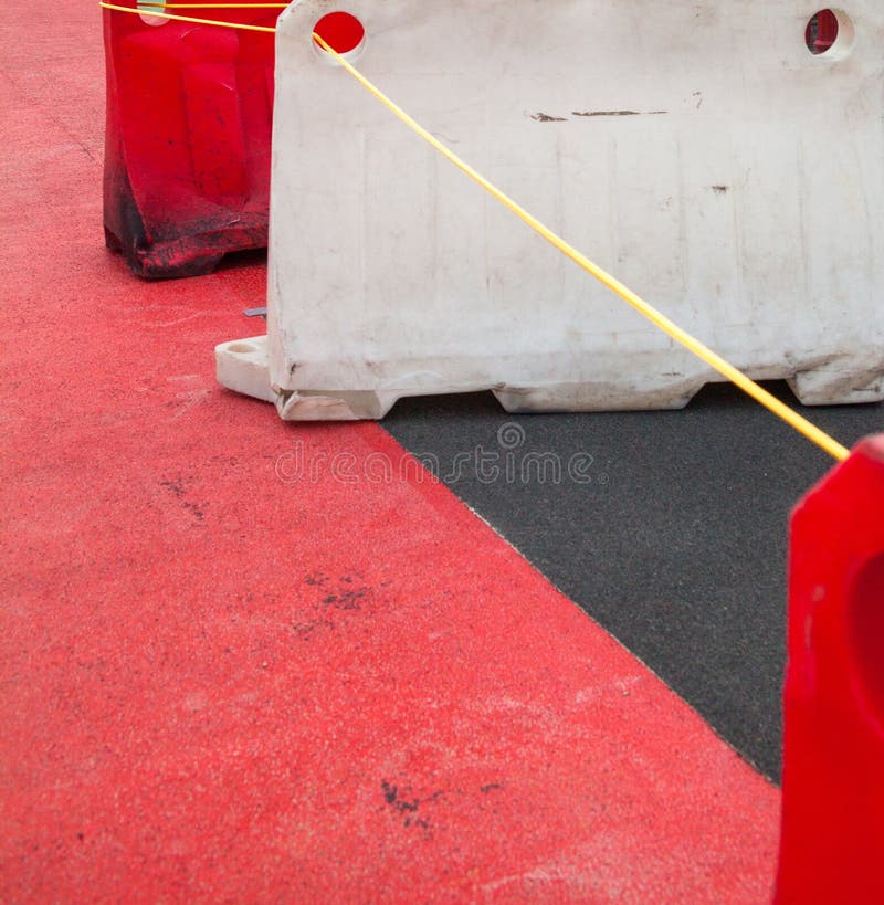 White and Red Safety Barriers Stock Photo - Image of protection ...