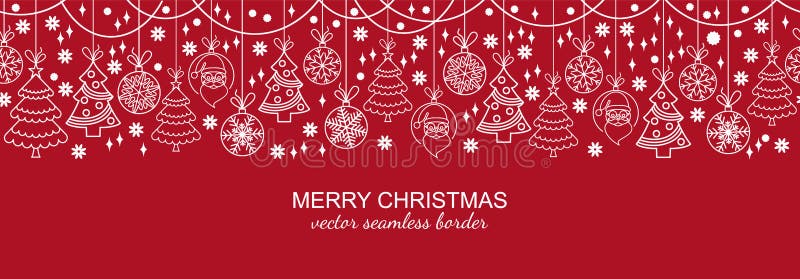 White and Red Seamless Snowflake Header, Christmas Stock Vector ...