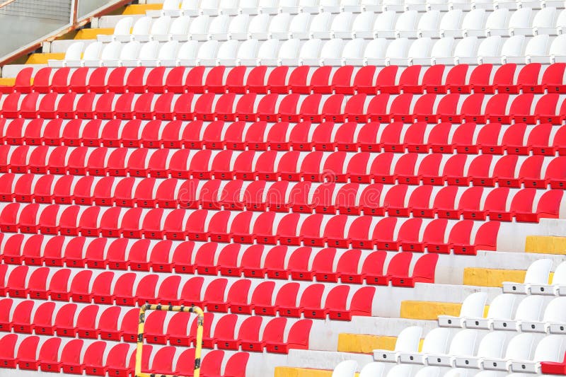White and Red Seats in the Stands of the Modern Stadium without People ...