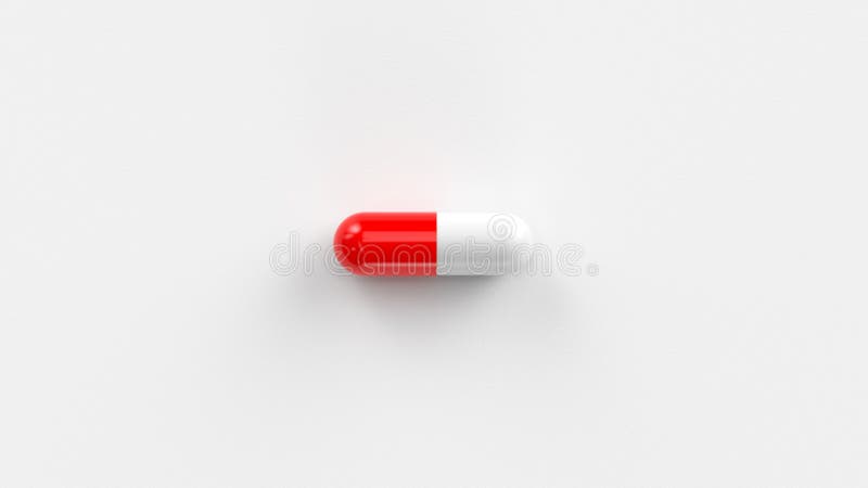 White Red Single Pill Isolated on a White Background. Tablet, Pill ...