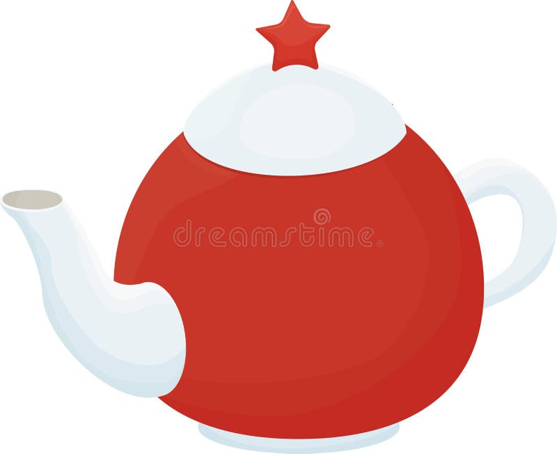 White and Red Teapot with Red Star on White Stock Vector - Illustration ...