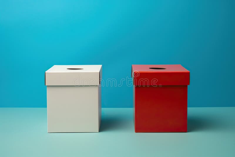 White and Red Voting Boxes Stand on a Blue Background. the Concept of ...