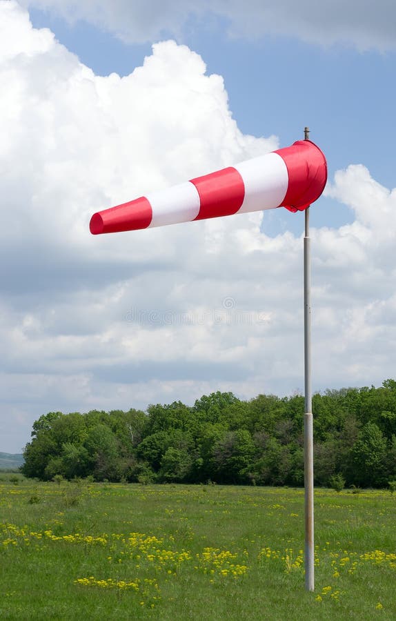 Windsock, Weather Vane for Airfields. Red and White Striped Fabric ...