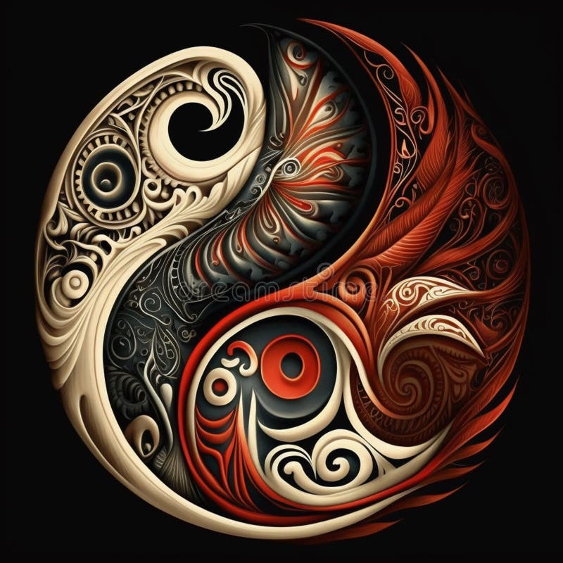 Harmonious Yin and Yang Symbols in Fluid Motion - Generative AI Stock ...