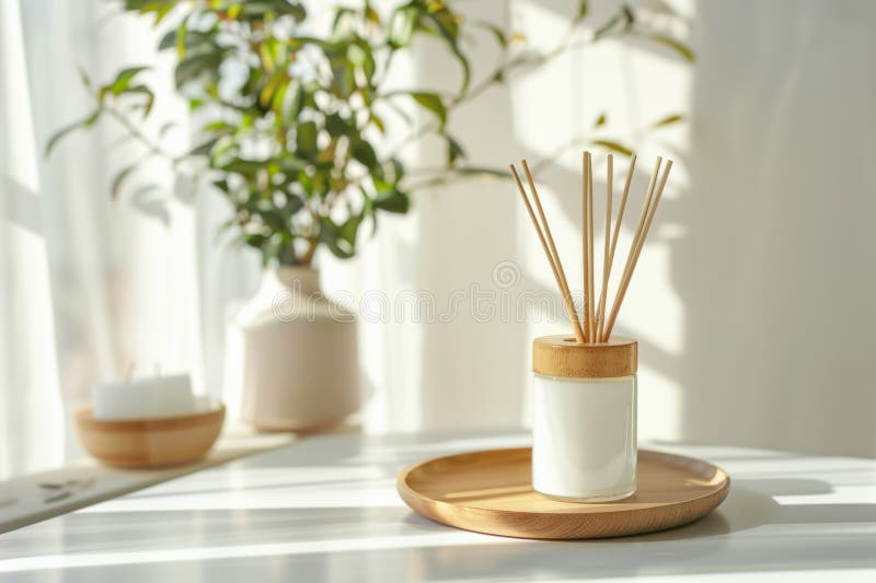 Eco-friendly Reed Diffuser on a Tabletop in a Sunlit Room Stock Image ...