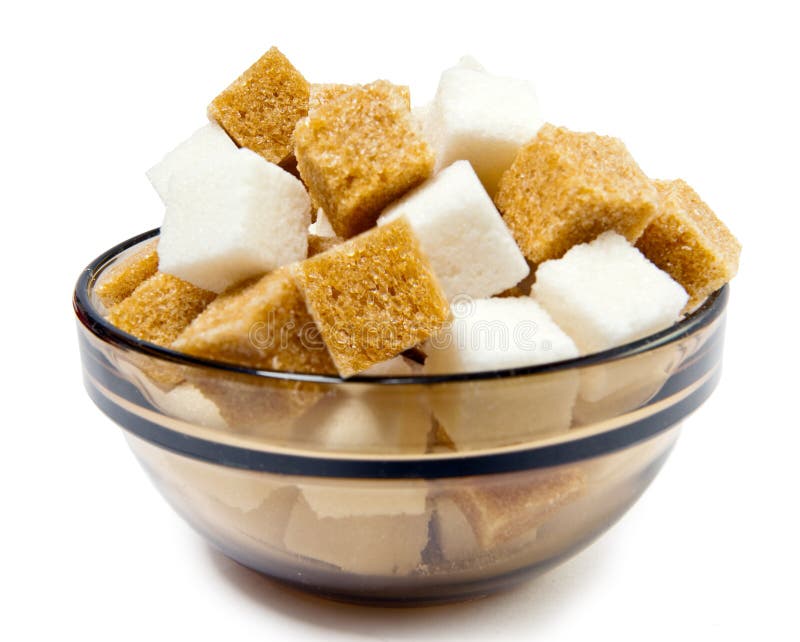 White Refined and Brown Cane Sugar in a Bowl Stock Image - Image of ...