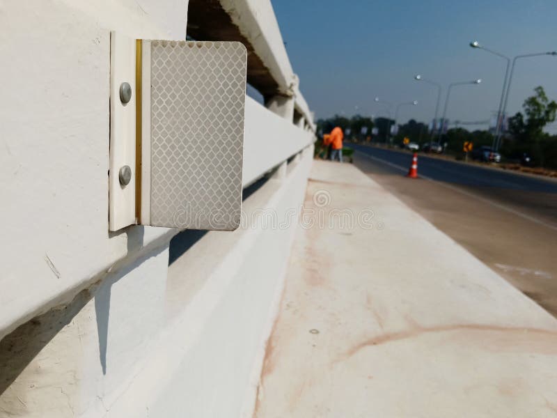 White Reflective Target Installed on a Bridge Stock Image - Image of ...