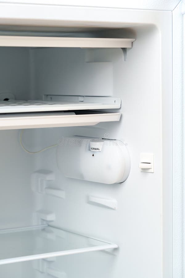 White Refrigerator Open Against Brick Wall Stock Photo - Image of door ...