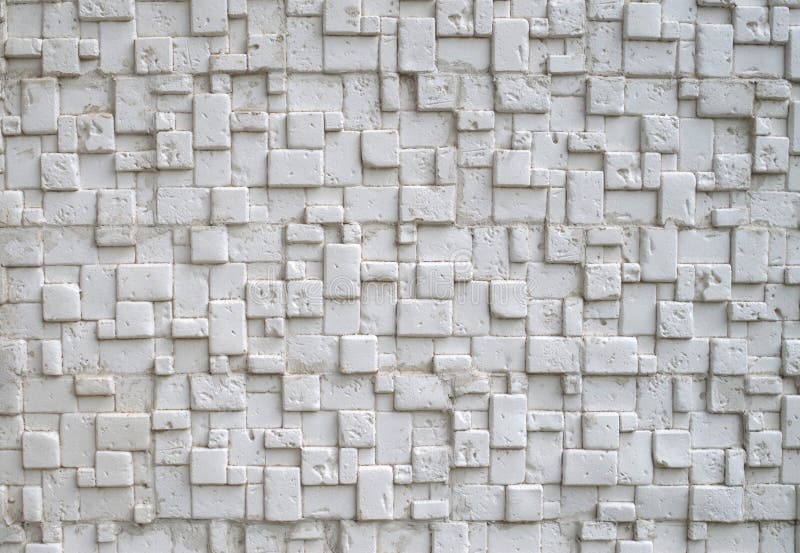 White Relief Tiles Imitating Stone on Wall Close Stock Image - Image of ...