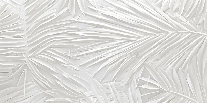 White Embossed Palm Leaf Wall Texture Stock Illustration - Illustration ...
