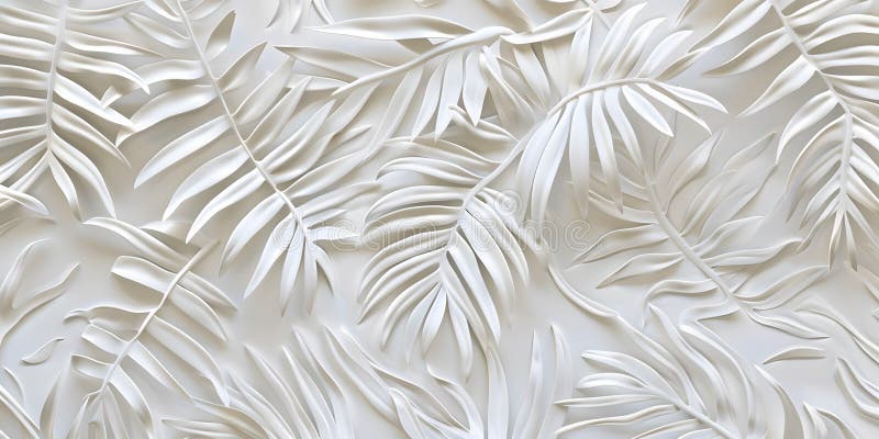 White Embossed Palm Leaf Wall Texture Stock Illustration - Illustration ...