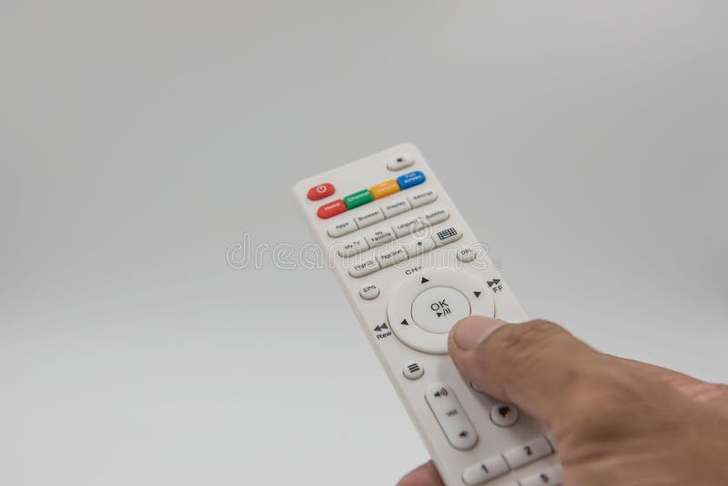White Remote Control in Hand on White Background Stock Image - Image of ...
