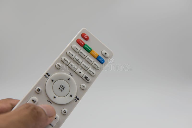 White Remote Control in Hand on White Background Stock Image - Image of ...