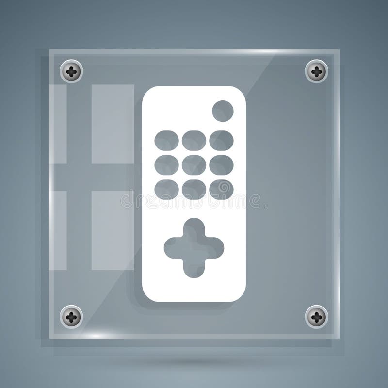 White Remote Control Icon Isolated on Grey Background. Square Glass ...