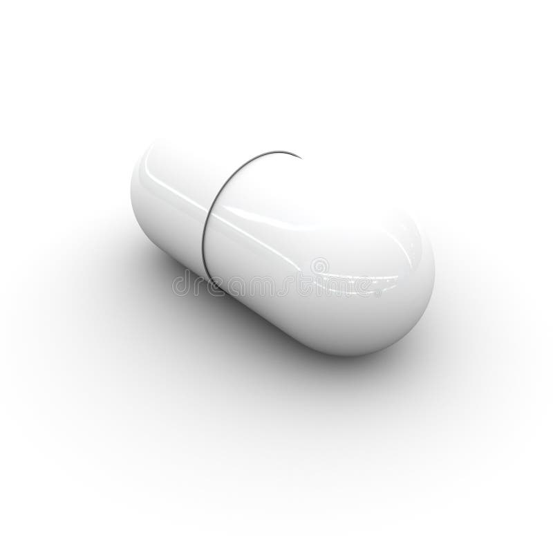 White Render of Isolated Single Shiny Pill Stock Illustration ...
