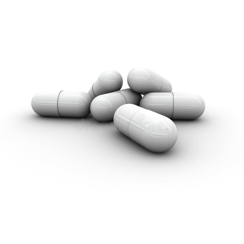 White Render of Shiny Pills Stock Illustration - Illustration of ...