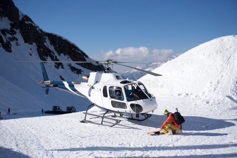 White Rescue Helicopter Parked in the Mountains Editorial Stock Photo ...