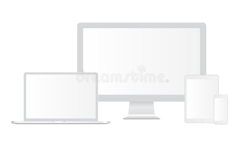 White Responsive Electronics Devices Stock Vector - Illustration of ...