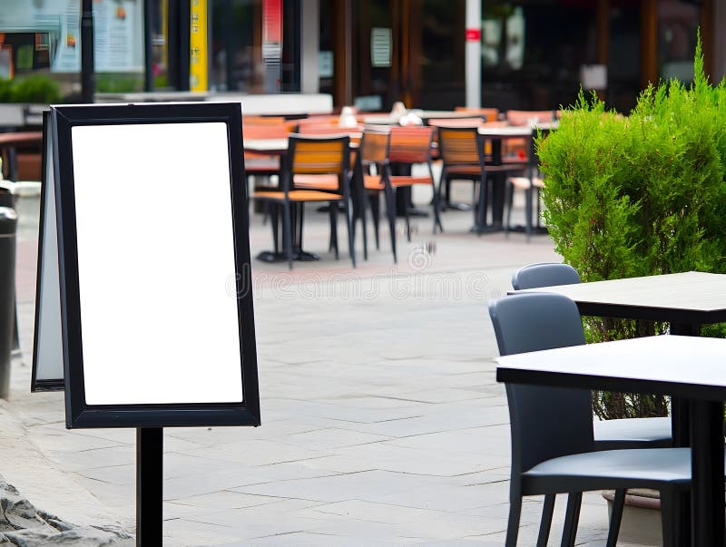 White Restaurant Sign . Sidewalk Cafe Board Stock Illustration ...