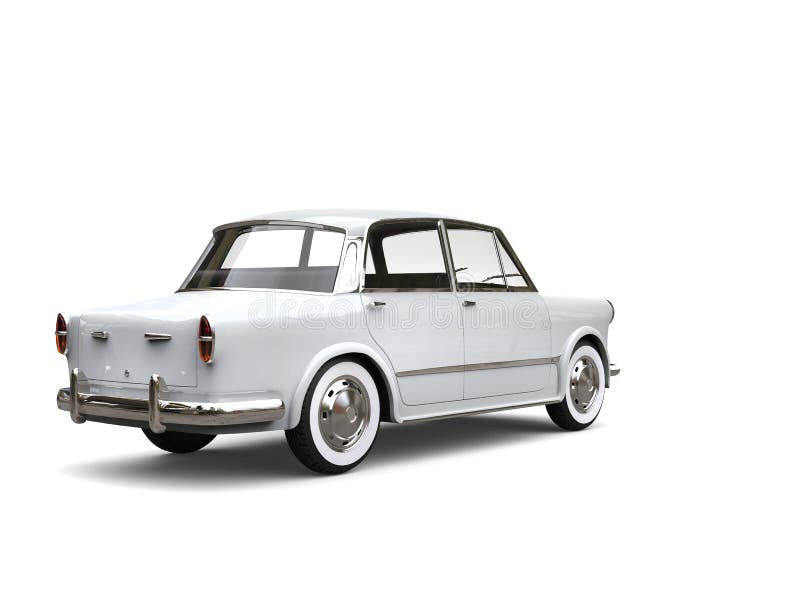 White Restored Vintage Compact Car - Back View Stock Illustration ...