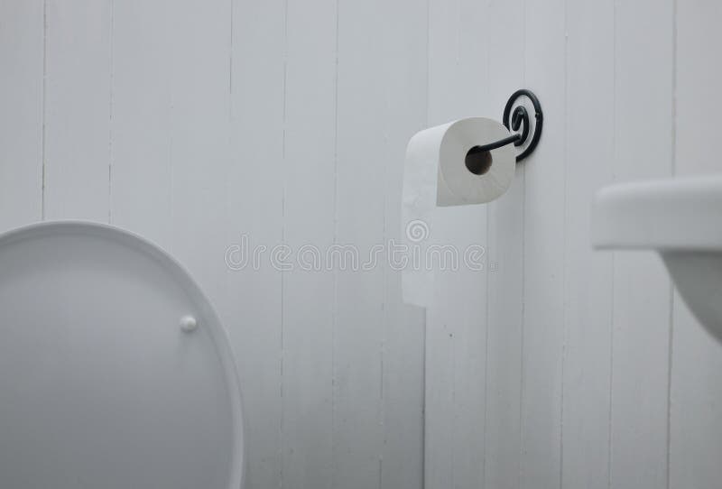 White Restroom, Toilet, Toilet Paper and Sink Stock Image - Image of ...