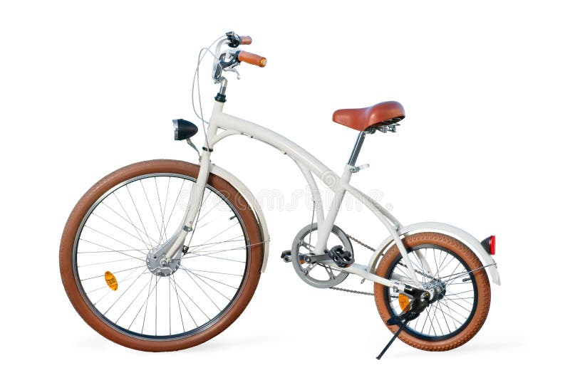 White Retro Stylized Custom Cruiser Bike with Clipping Stock Image ...