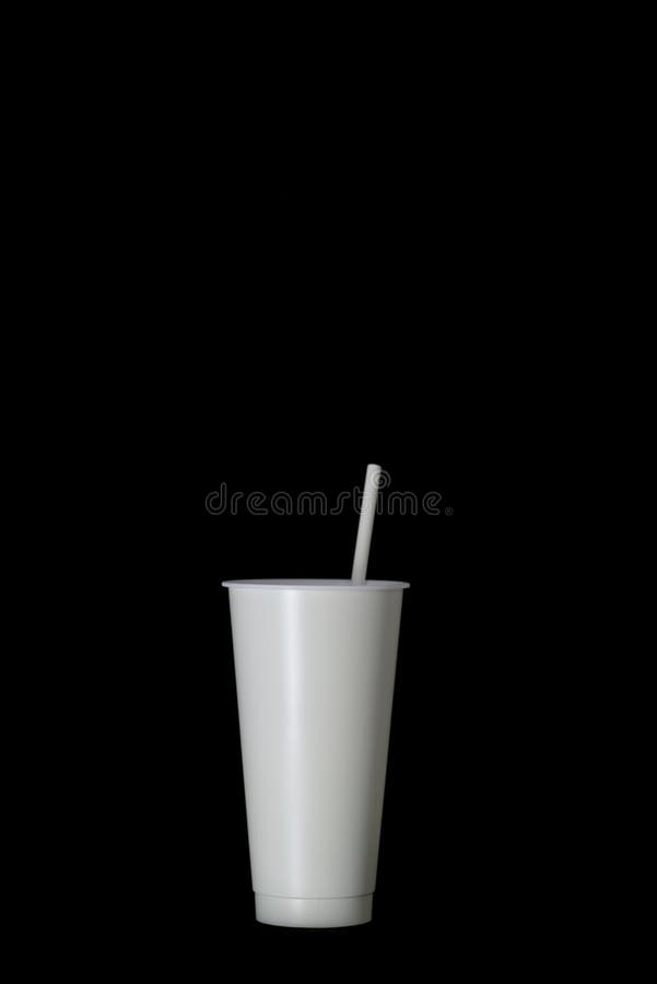 White Reusable Cup and Straw with Mist and Smoke Swirling Around ...