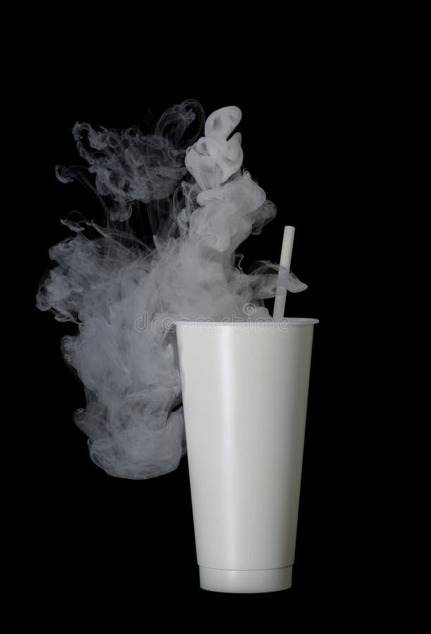 White Reusable Cup and Straw with Mist and Smoke Swirling Around ...