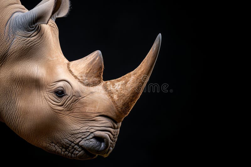 White Rhinoceros Standing in Open Savannah on Misty Morning with Copy ...