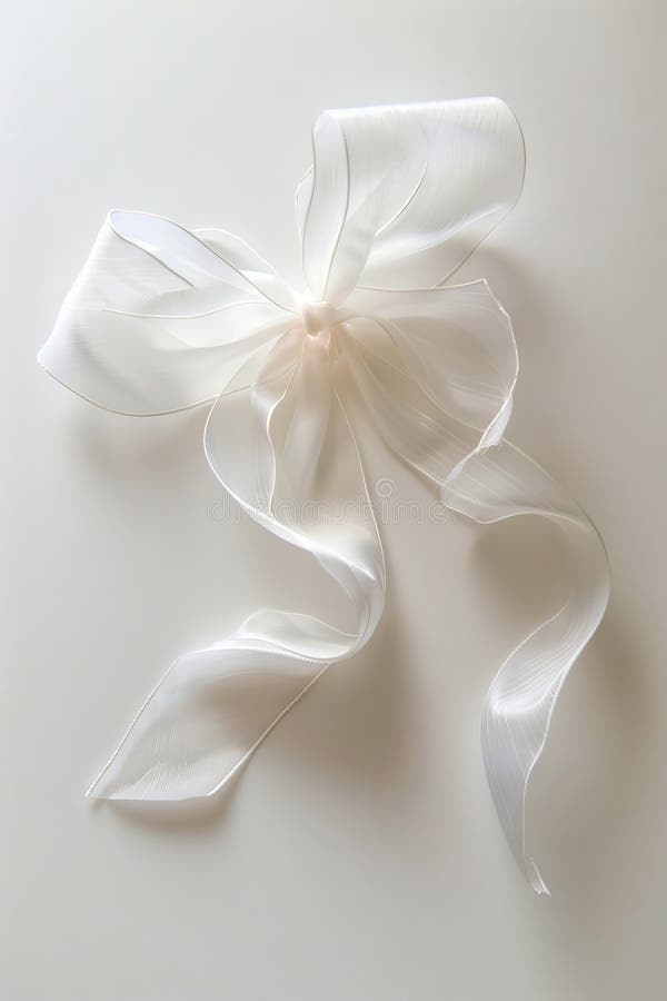 A White Ribbon Bow on a Table Stock Image - Image of ribbon, wedding ...
