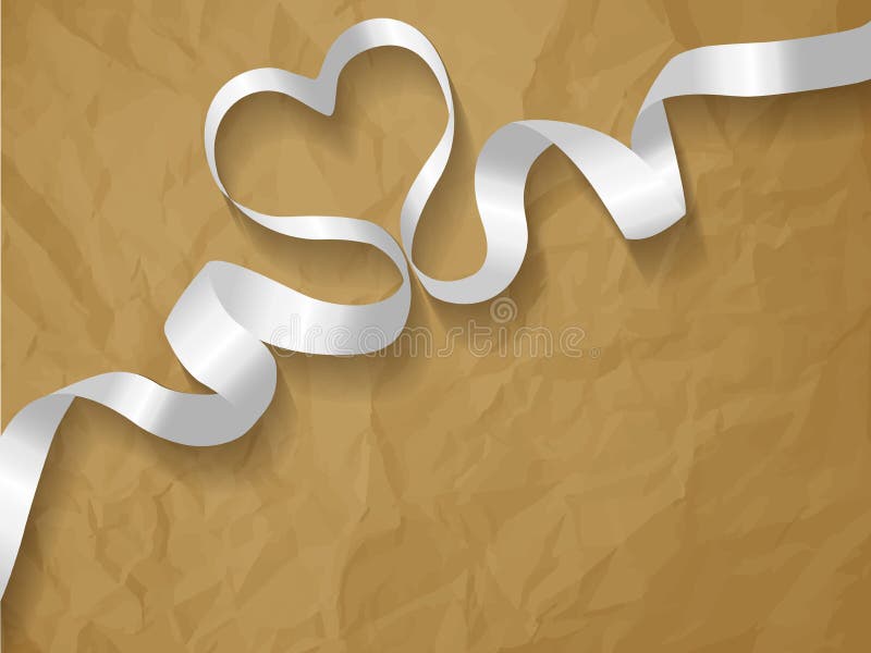 White Ribbon on a Crumpled Paper Brown Background. Stock Vector ...