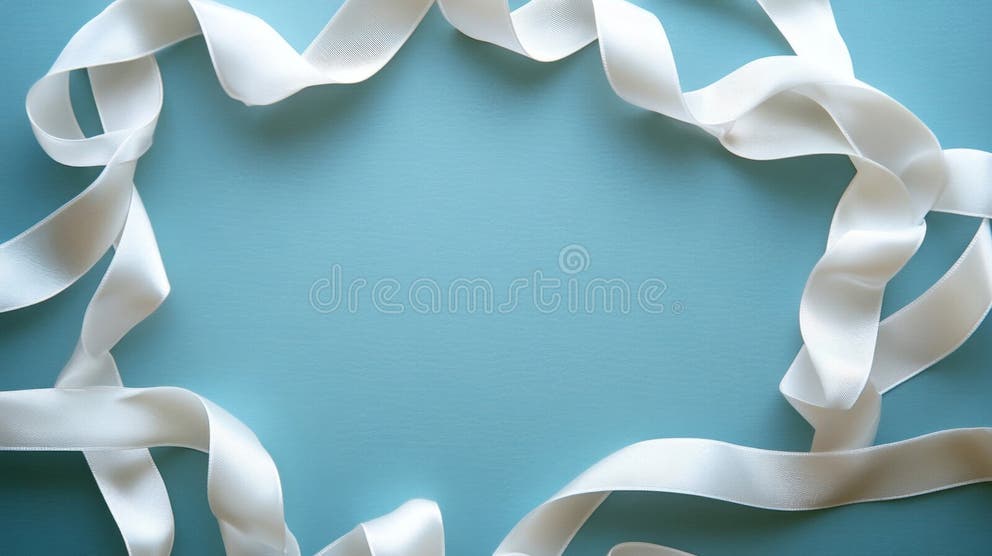 White Ribbon Frame on a Light Blue Background Stock Illustration ...
