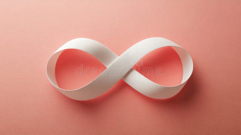 White Ribbon Infinity Symbol on Coral Background Stock Illustration ...