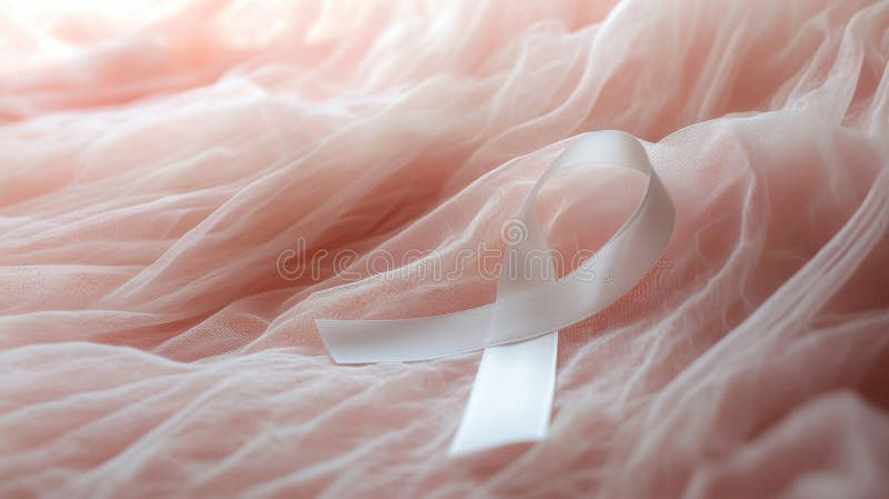 White Ribbon on Pink Lacy Fabric Stock Illustration - Illustration of ...