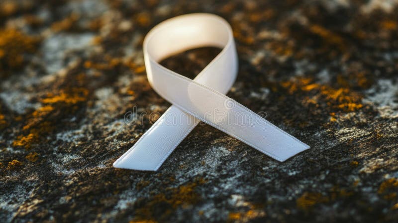 White Ribbon Rests on Rough Stone Surface Stock Illustration ...