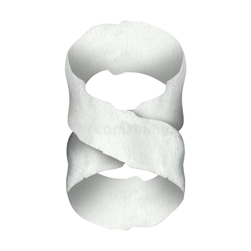White Ribbon in the Shape of Eight. Infinity Symbol. Watercolor ...