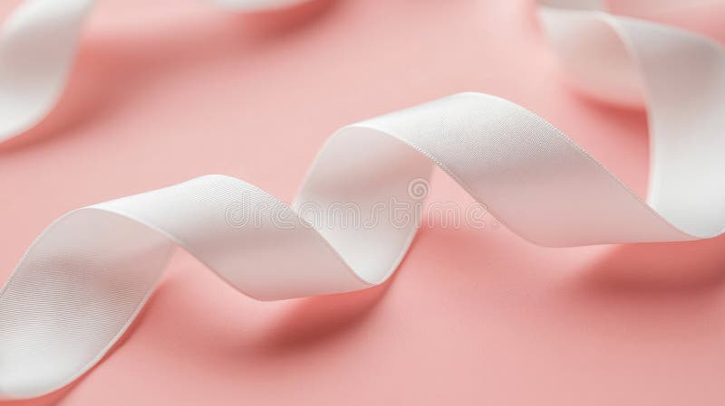 White Ribbon Swirls on a Soft Pink Background Stock Illustration ...