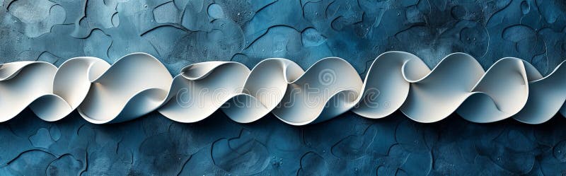 White Ribbon Waves on Blue Abstract Surface Stock Illustration ...